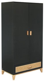 Théo Bébé Černá lakovaná šatní skříň Nami 175 x 90 cm