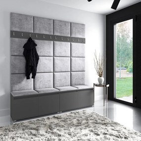 Eka Předsíňová stěna s čalouněnými panely Trinity 4 - Grafit / Šedá 2314