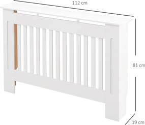 HOMCOM Kryt Radiátoru Moderní Kryt Radiátoru z MDF pro Obývací Pokoj a Ložnici 112x19x81cm Bílý