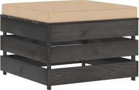 vidaXL Dílčí taburet s poduškou šedě impregnované dřevo [3074524] Barva: béžová a šedá