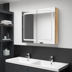 LED koupelnová skříňka se zrcadlem dub 80 x 12 x 68 cm 326515