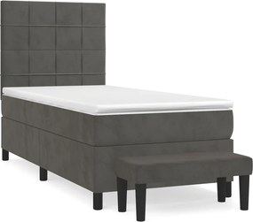 Box spring postel s matrací tmavě šedá 100x200 cm samet 3137828