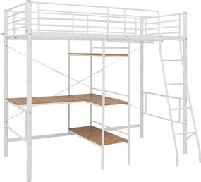 Rám poschoďové postele se stolem bílý kov 90 x 200 cm 287906