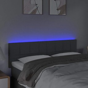 Čelo postele s LED tmavě šedé 144x5x78/88 cm textil 3121611