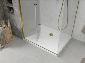 Mexen Lima sprchový kout 70x80cm, 6mm sklo, zlatý profil - čiré sklo + Slim sprchová vanička - 856-070-080-50-00-4010