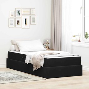 Postel s úložným prostorem a matrací Černá 90 x 190 cm samet 3399690
