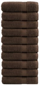 Prémiové ručníky SOLUND 10 ks hnědé 50x100 cm 600 g/m² 137235