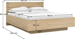 Postel s roštem, dub cremona, 160x200, COLEN Kondela 0000420391