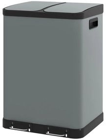 HOMCOM odpadkový koš 2x30L pedálový koš na kosmetiku s víkem a nožním pedálem, kovový odpadkový koš s vnitřním košem do obývacího pokoje a kanceláře,…