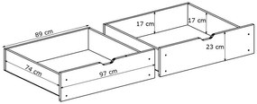 Dětská patrová postel z masivu borovice GABINA se šuplíky 200x90 cm - bílá