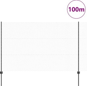 Hexagonální plot s podpěrou 100 x 1,5 m Ocel potažená PVC Šedá 3336941