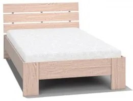 Studentská postel REA Nasťa 120x200cm - dub, 1. pás čela 1102 - cappuccino, 2. pás čela 1027 - bílá, 3. pás čela v barvě postele