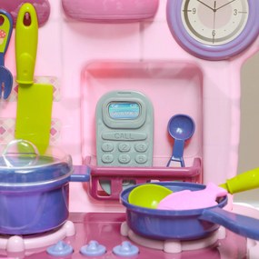 AIYAPLAY Dětský Kuchařský Set Hracích Příslušenství 38 PCS - pro děti 3-6 let s realistickými světly a zvuky, Růžový | Aosom