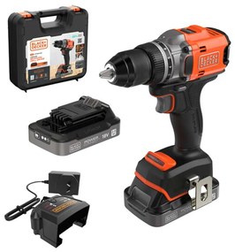 BLACK+DECKER Nářadí - 18V AKU vrtací šroubovák, 2x aku 2,0 Ah Li-Ion, nabíječka BLD682D2XK-QW