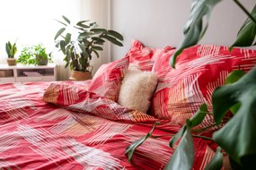 3 dílné povlečení bavlněné Red righe 200x140cm+90x70cm TiaHome