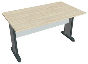Stůl jednací rovný 140 cm - Hobis Cross CJ 1400 Dekor stolové desky: akát, Dekor lamino podnože: šedá, Barva nohou: černá
