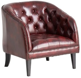 furniture-nabytek.cz - Křeslo Chesterfield Oakland z masivní pravé kůže, červené