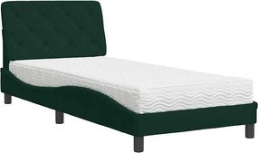 Postel s matrací tmavě zelená 90 x 190 cm samet 3208631