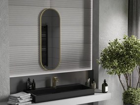 Mexen Loft, oválné koupelnové zrcadlo 100 x 35 cm, barva rámu zlatá lesklá, 9851-100-035-000-50