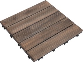 Outsunny Dřevěné Zahradní Dlaždice pro Exteriér, Sada 27 Kusů, 2,5m², Systém Propojení, 30x30cm, Černá | Aosom