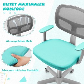 Costway Dětská židle k psacímu stolu Dětská počítačová židle s – tyrkysový