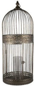 Kovová zdobená lucerna na svíčku ve tvaru klece – 30x79 cm