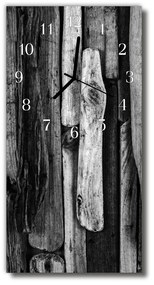 Skleněné hodiny vertikální Dřevěná deska černá