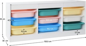 Organizér s úložnými boxy, bílá/mix barev, TRIMAL NEW