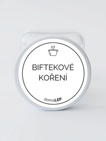 Samolepka na kořenky BIFTEKOVÉ KOŘENÍ bílá 5 cm základní písmo