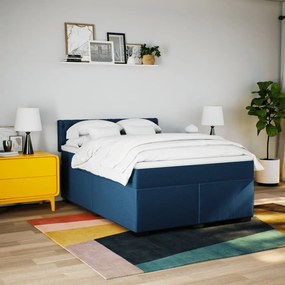 Box spring postel s matrací modrá 140x200 cm textil 3288224