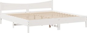 Rám postele s čelem bílý 200 x 200 cm masivní borové dřevo 3307033