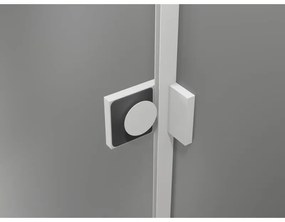 Mexen Lunar, L pravý výklopný pětiúhelníkový sprchový kout 80 x 100 cm, 8mm čiré sklo, bílý profil, 831L-080P-100L-20-00-P