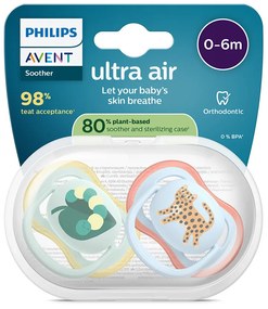 PHILIPS AVENT Šidítko Ultra air modrá/zelená 0-6 m obrázek chlapec, 2ks Philips Avent