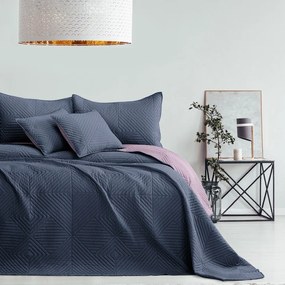 Růžový/tmavě šedý prošívaný přehoz z mikrovlákna 220x240 cm Softa – Restilo