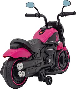 Ramiz Elektrická motorka Chopper FASTER pro děti růžová + FM rádio + audio panel + LED