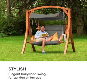 Maui, hollywoodská houpačka, 110 cm, 2 místa, masivní dřevo, polyester, tmavě šedá