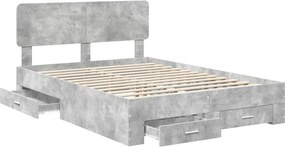 Rám postele s čelo Betonově šedá 160 x 200 cm Kompozitní dřevo 3412351