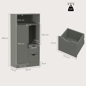 HOMCOM úzká koupelnová skříňka se 2 zásuvkami, světle zelená