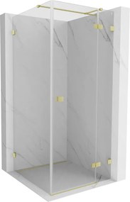 Mexen Lunar T, výklopný sprchový kout pravý 110 x 110 cm, 8mm čiré sklo, zlatý kartáčovaný - 834T-110-110-55-00-P