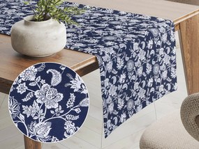 Biante Bavlněný běhoun na stůl Sandra SA-263 Květinový vzor na modrém 35x140 cm