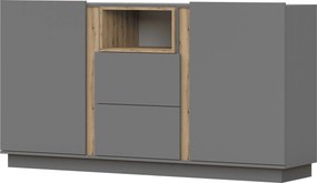 IDZ Komoda GREY II 04, 180 cm Šedá/Dub Artisan