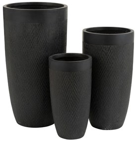 OnaDnes -20% Set tří černých keramických váz J-line Geramio 72/58/46 cm