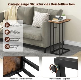 Costway Odkládací stolek ve tvaru C kompaktní do malých prostor s kovovým rámem
