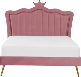 Postel s roštem, 140x200, růžová Velvet látka, RANIA Kondela 0000413722