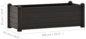 vidaXL Marketos Vyvýšený záhon PP antracitový 100 x 43 x 35 cm