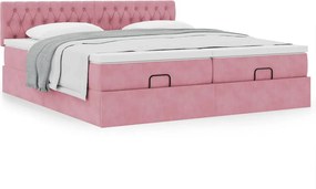 Osmanský rám postele s matrací růžová 200x200cm samet 3312103