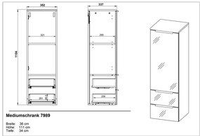 Šedá vysoká závěsná koupelnová skříňka 36x111 cm Vasio – Germania