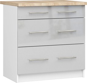 Kuchyňská skříňka Olivia S80 3SZ bílá/metalický lesk