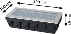P 95745 Solární LED zemní svítidlo Sorea soumrakový senzor IP67 hranaté 200x100mm 2200K 0,3W 3,7V kov kartáčovaný ABS/polykarbonát/ocel - PAULMANN