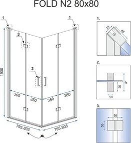 Rea - FOLD N2 skládací sprchový kout 80 x 80 cm, čiré sklo, REA-K9990